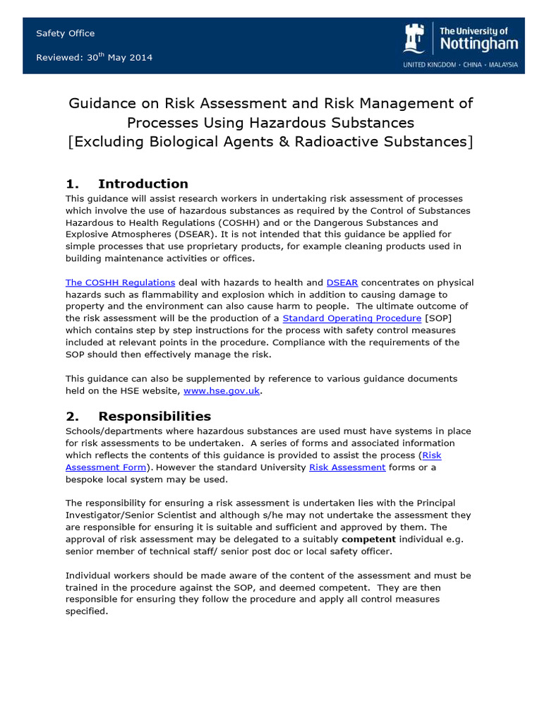 Haz Subs Ra | PDF | Hazards | Personal Protective Equipment