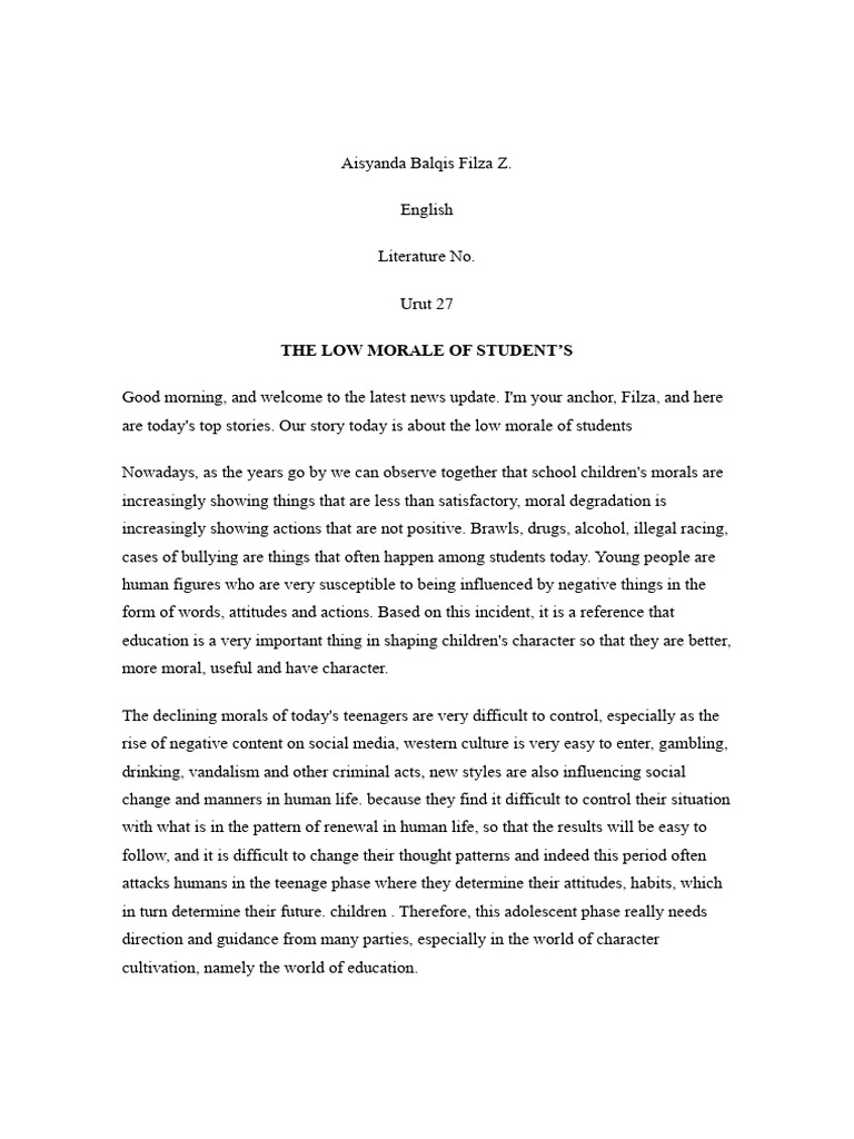 Script News Anchor | PDF | Adolescence | Teachers