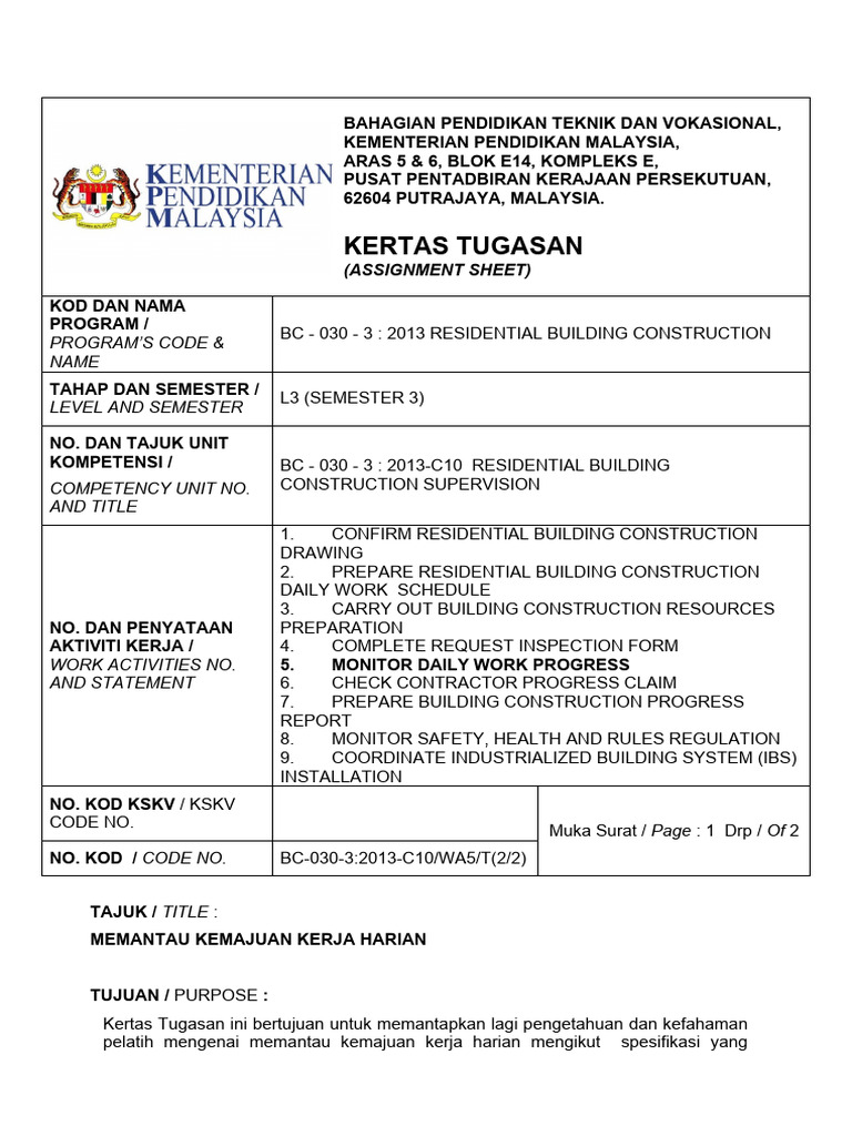 Kertas Tugasan: Program'S Code & Name Level and Semester | PDF