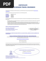 Schengen Travel Insurance Certificate | PDF | Insurance | Public Services