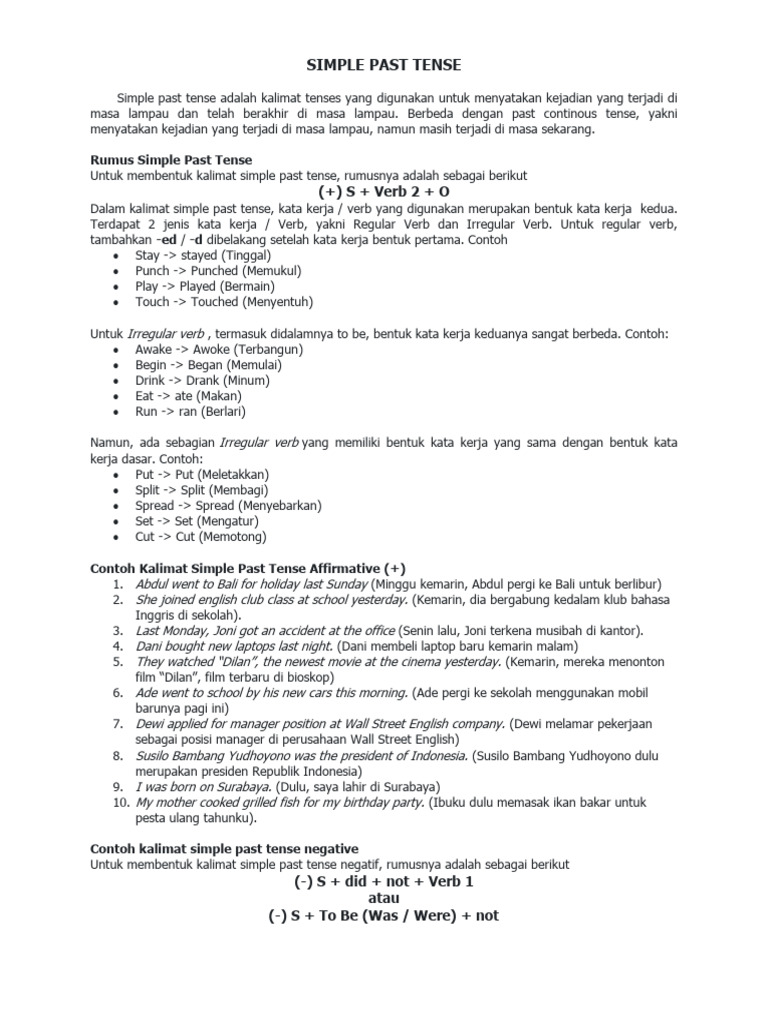 Materi Simple Past Dan Present Perfect (Kelas Xi) | PDF