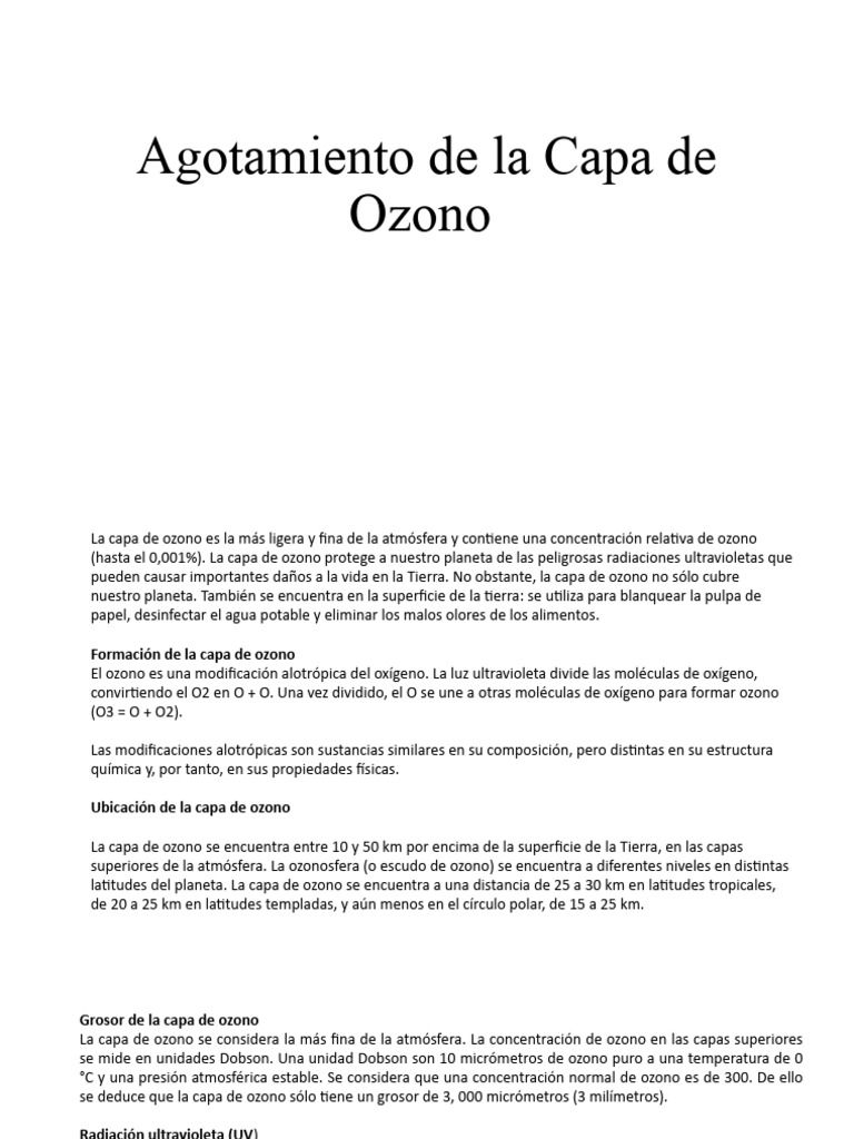 Agotamiento de La Capa de Ozono | PDF | Clorofluorocarbono ...