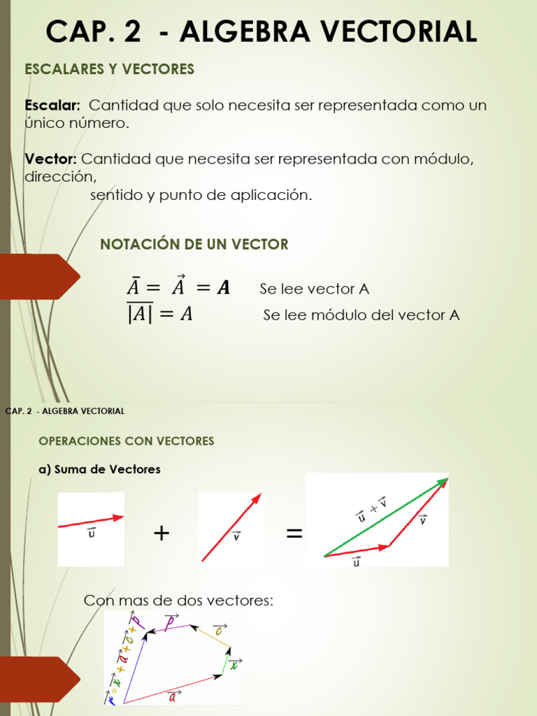 CAPÍTULO N°2 - ÁLGEBRA VECTORIAL | PDF | Vector Euclidiano | Espacio vectorial