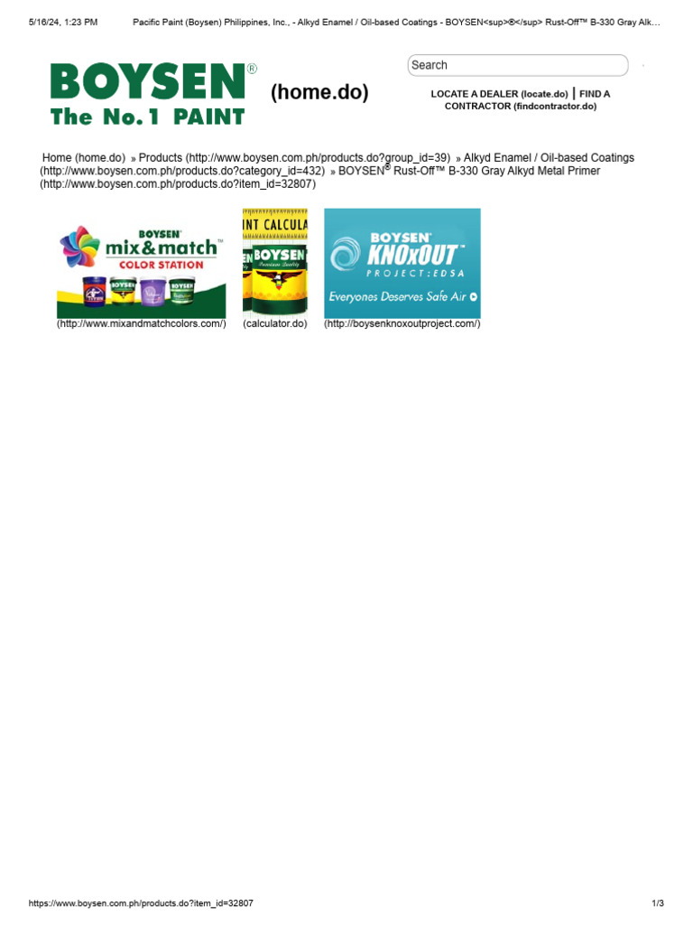Pacific Paint (Boysen) Philippines, Inc., - Alkyd Enamel - Oil-Based ...