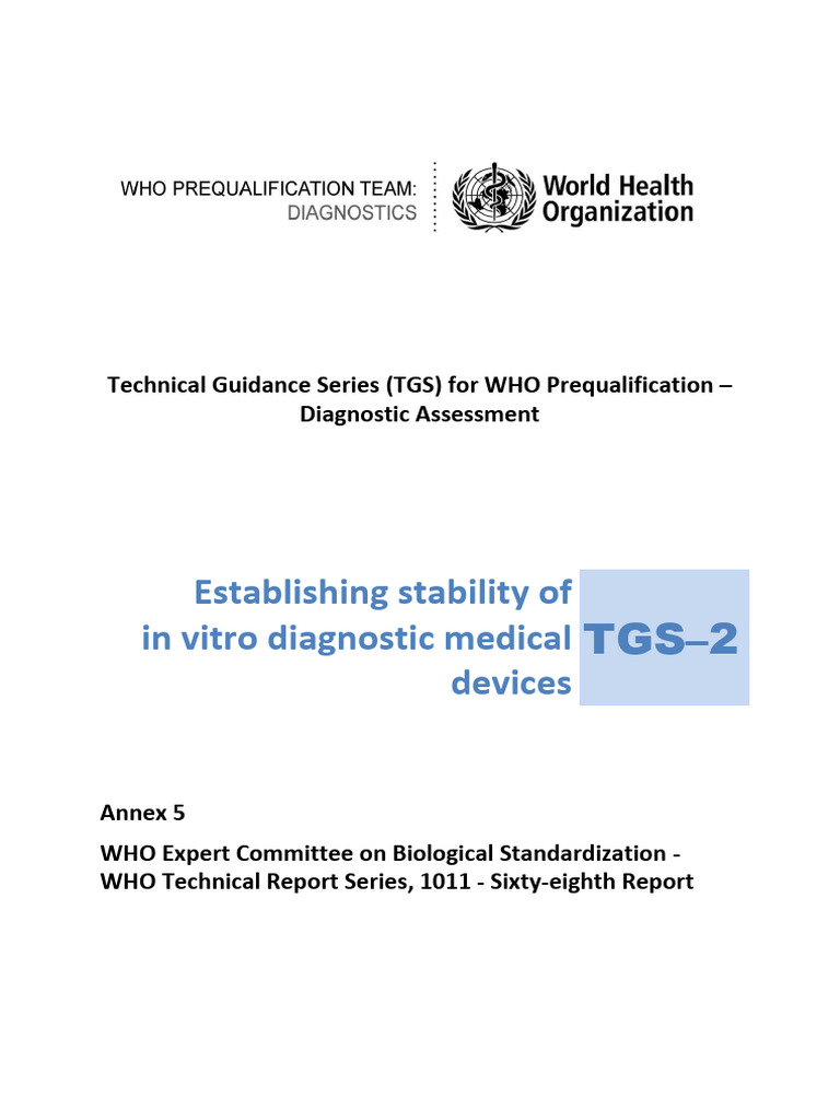 WHO BS TGS 2 - 20172304 Eastablishhing Stability | PDF | Medical Device | World Health Organization