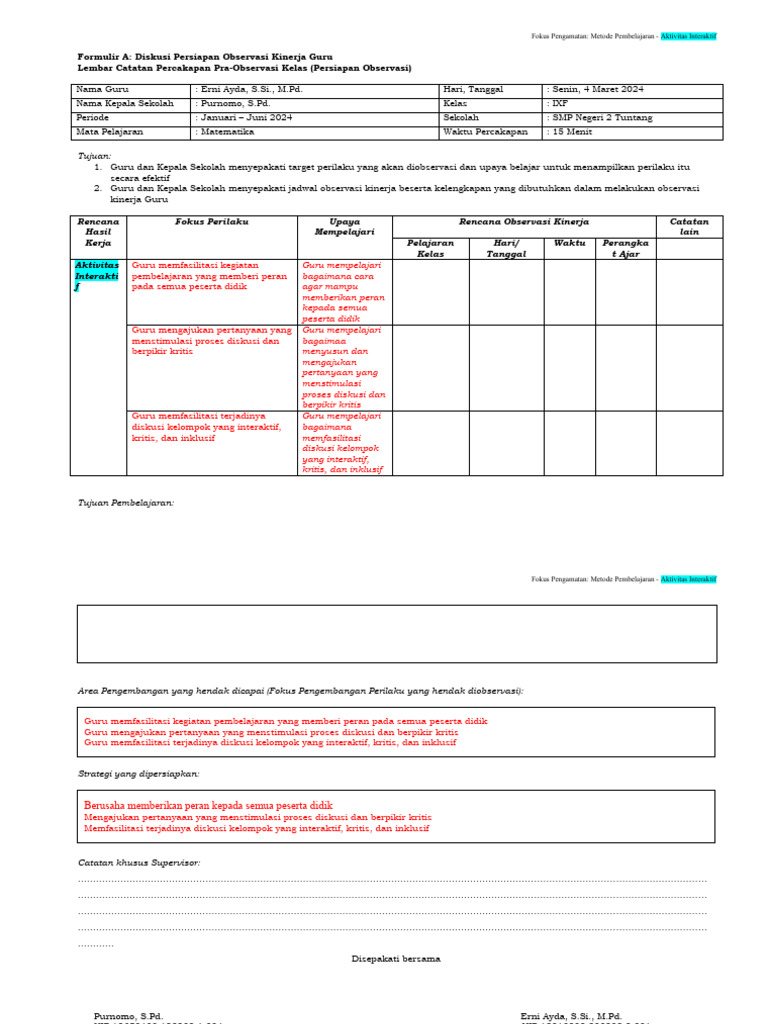 Formulir ABCD Metode Pembelajaran - Aktivitas Interaktif | PDF