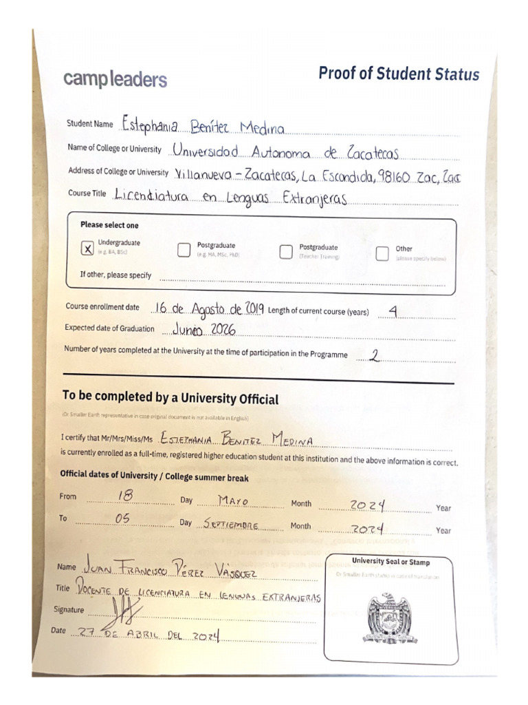 Proof of Student Status | PDF