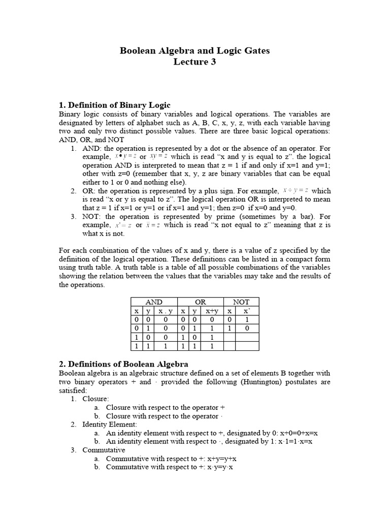DLD_Lec3 | PDF | Boolean Algebra | Teaching Mathematics
