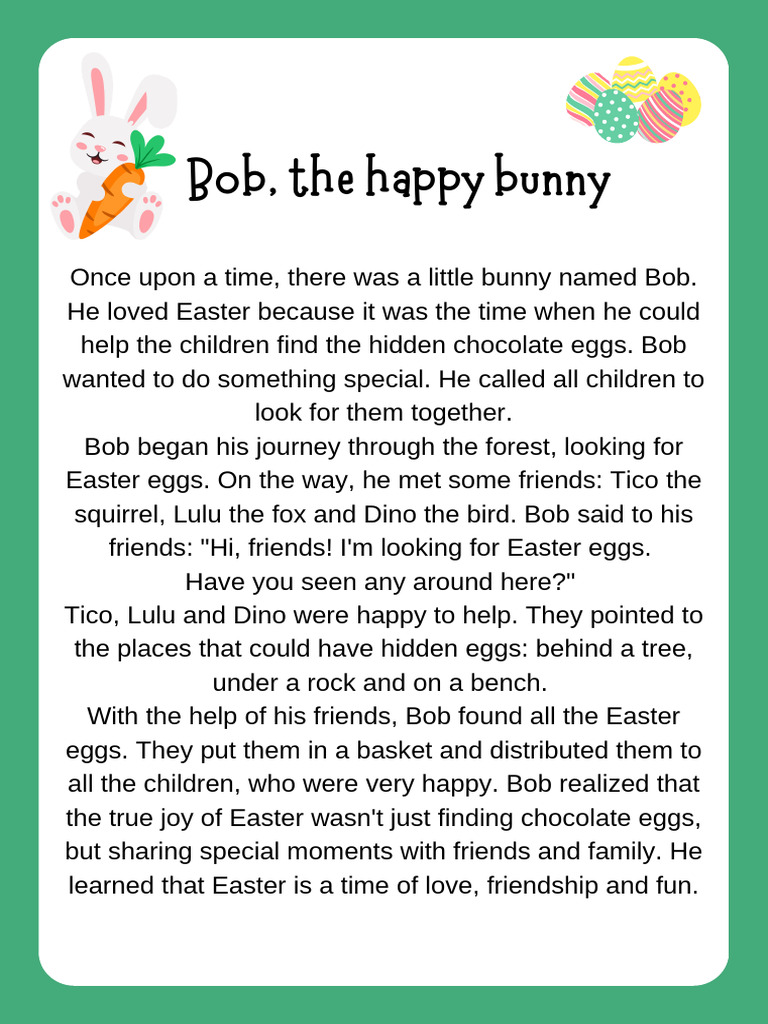 Bob, The Happy Bunny Story | PDF