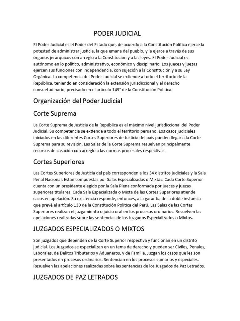 Poder Judicial | PDF | Judicaturas | Jurisdicción