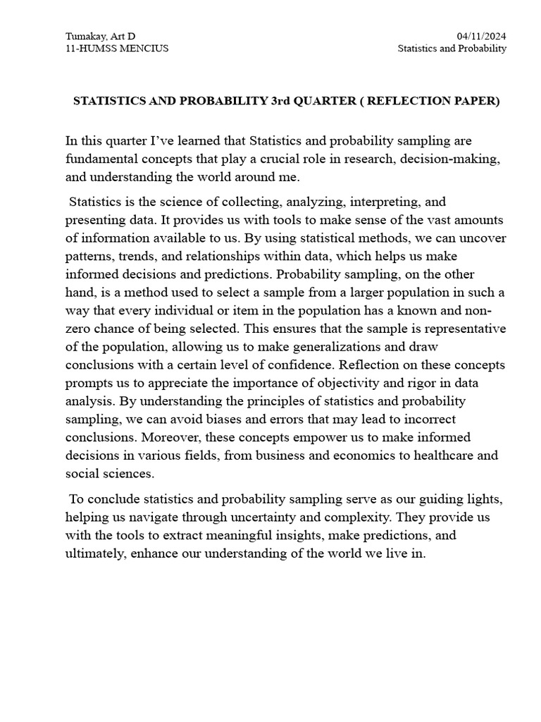 Reflection Paper Art | Download Free PDF | Statistics | Causality