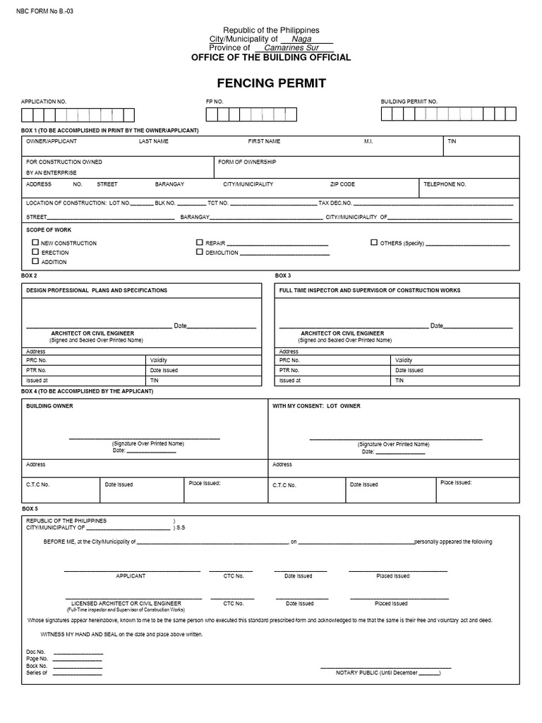 Fencing Form A4 | PDF