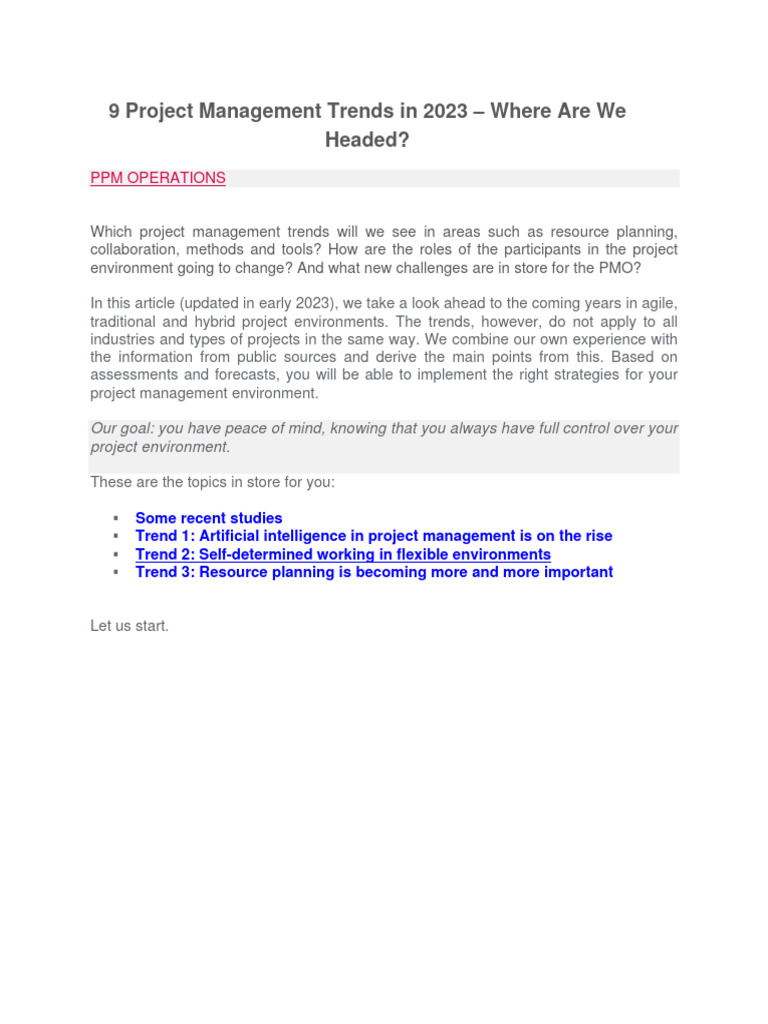 2023 Project Management Trends Overview | PDF | Artificial Intelligence ...
