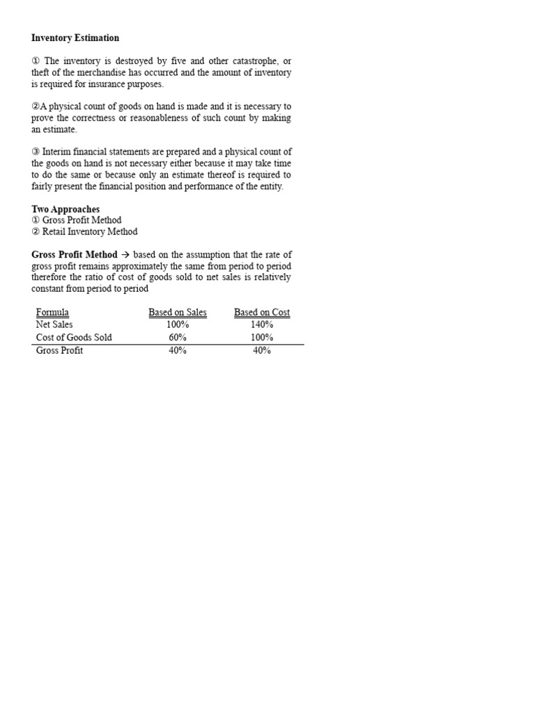 Inventory Estimation | PDF | Finance & Money Management | Law