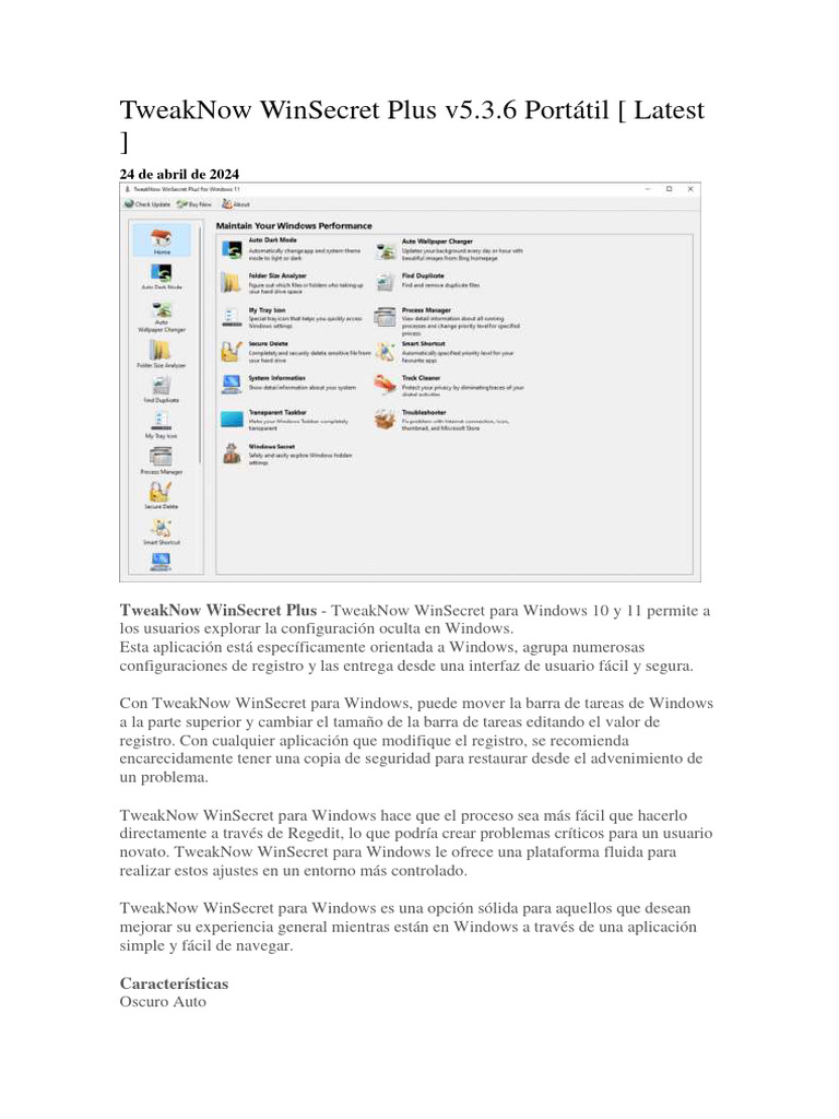 TweakNow WinSecret Plus v5 | PDF