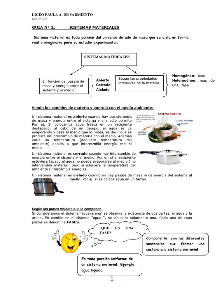 SISTEMAS MATERIALES. Química | PDF | Fase (materia) | Mezcla
