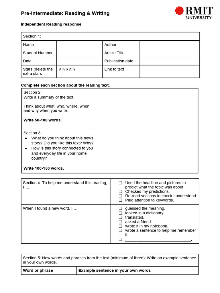 3.independent Reading Response Form1234 YOUR FULL NAME (PI-R&W) | PDF ...