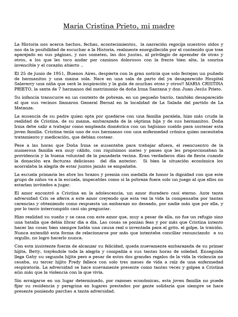 Vida y legado de María Cristina Prieto | PDF | Religión y ...