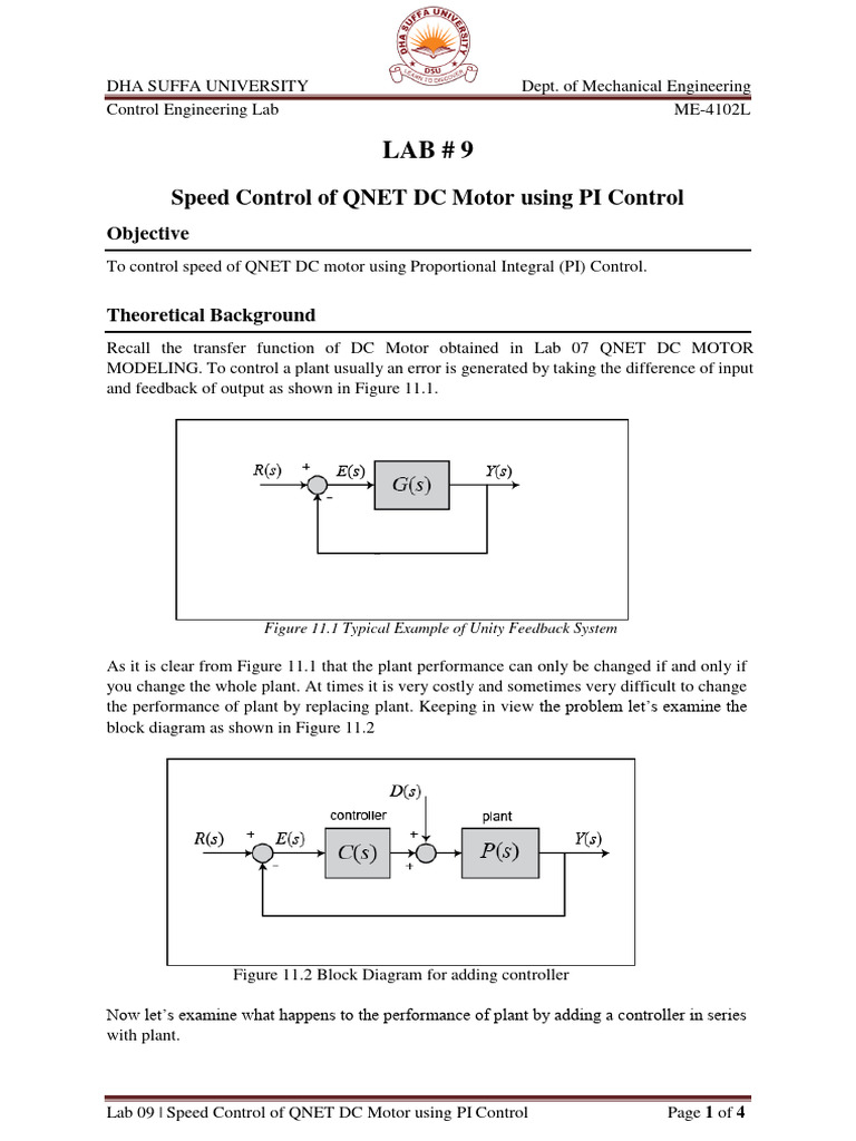 PI Control for DC Motor Speed Management | PDF | Control Theory ...
