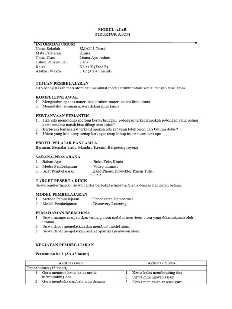 MODUL AJAR Lisma Ayu Ashari | PDF