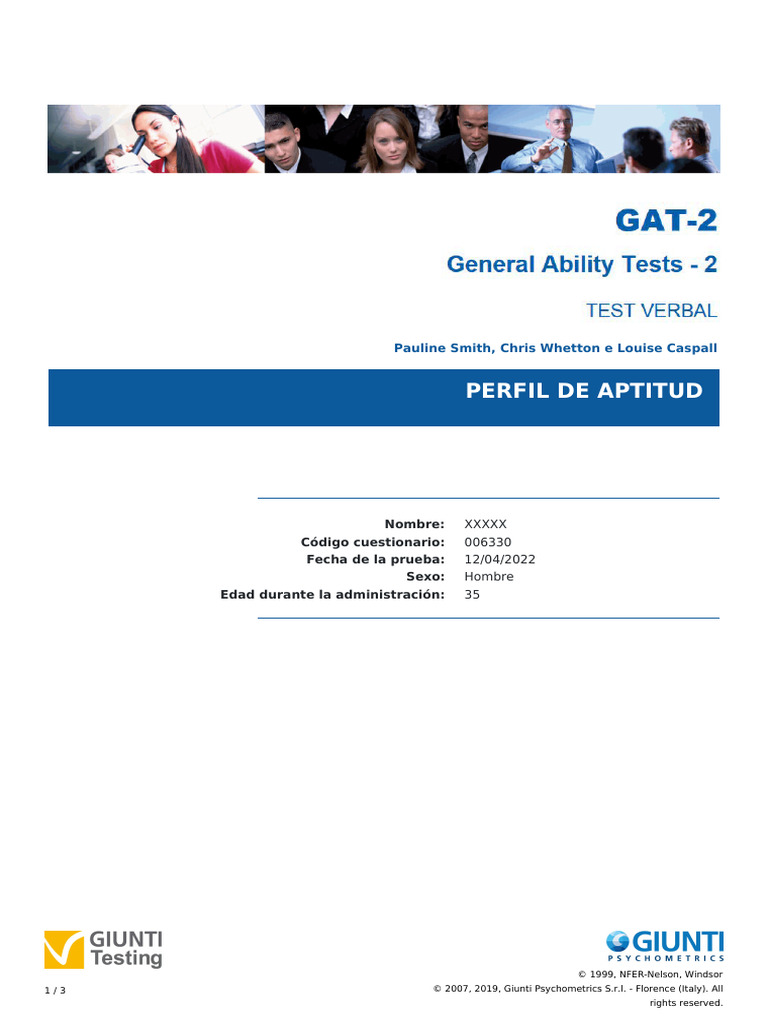 Gat 2 Reporte Perfil Aptitudinal Verbal | PDF | Ciencia cognitiva | Cognición