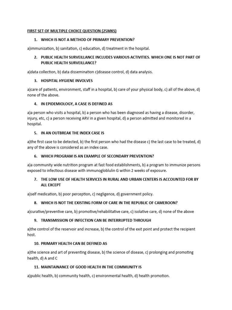HND Public Health Questions | PDF | Sensitivity And Specificity | Incidence (Epidemiology)