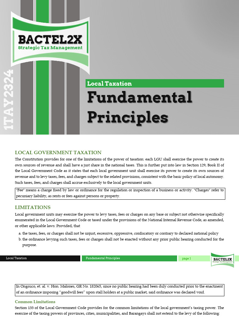 Fundamental Principles of Local Taxation | PDF | Taxes | Taxpayer