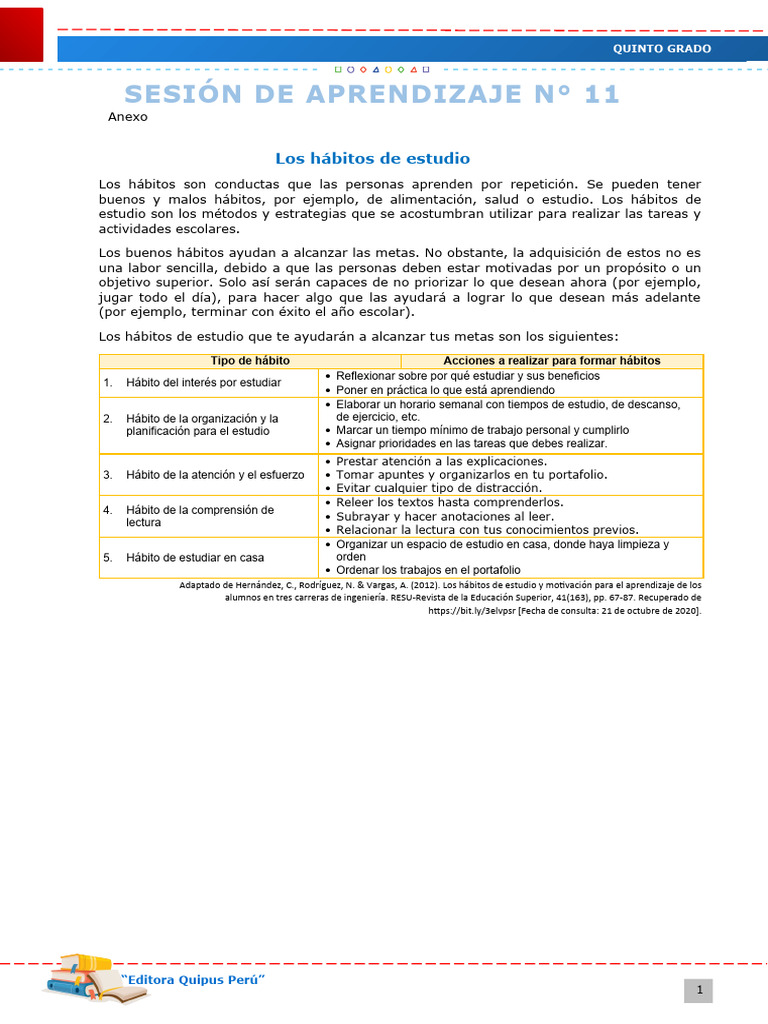 Hábitos de Estudio para Quinto Grado | PDF | Energía solar | Fotovoltaica