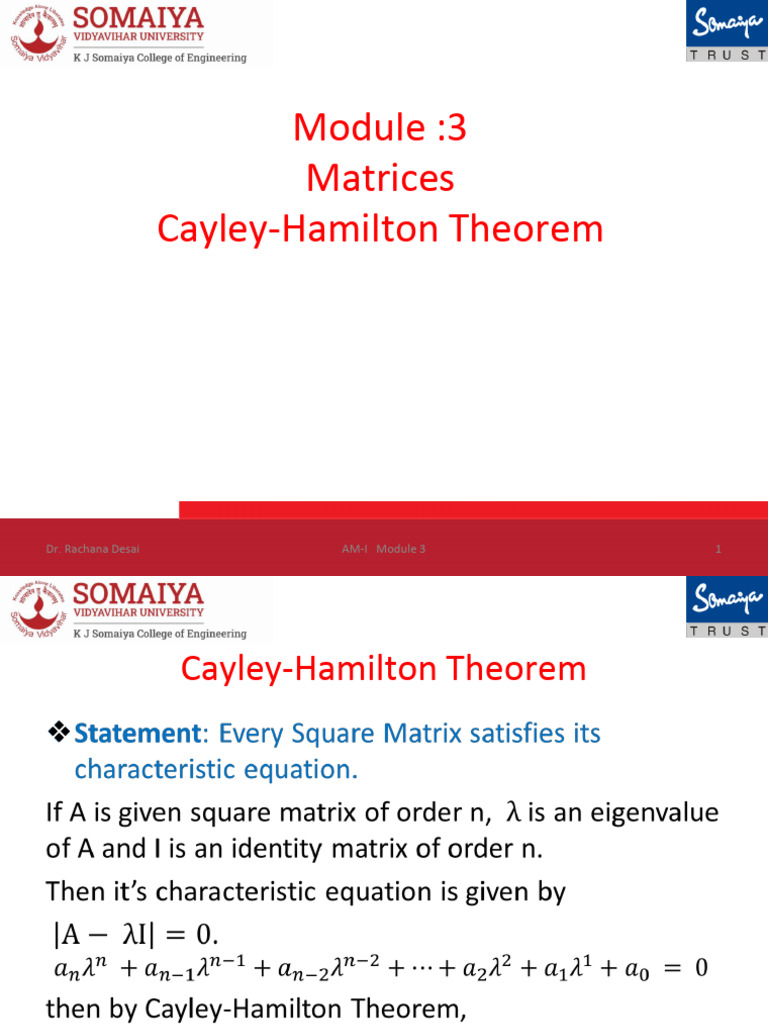 Cayley-Hamilton Theorem Guide | PDF | Career & Growth | Science ...