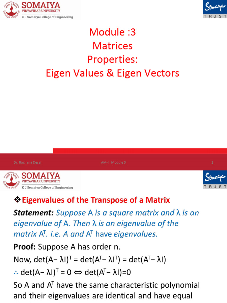 3 - Properties - Eigen Values and Eigen Vectors | PDF | Eigenvalues And Eigenvectors | Matrix ...