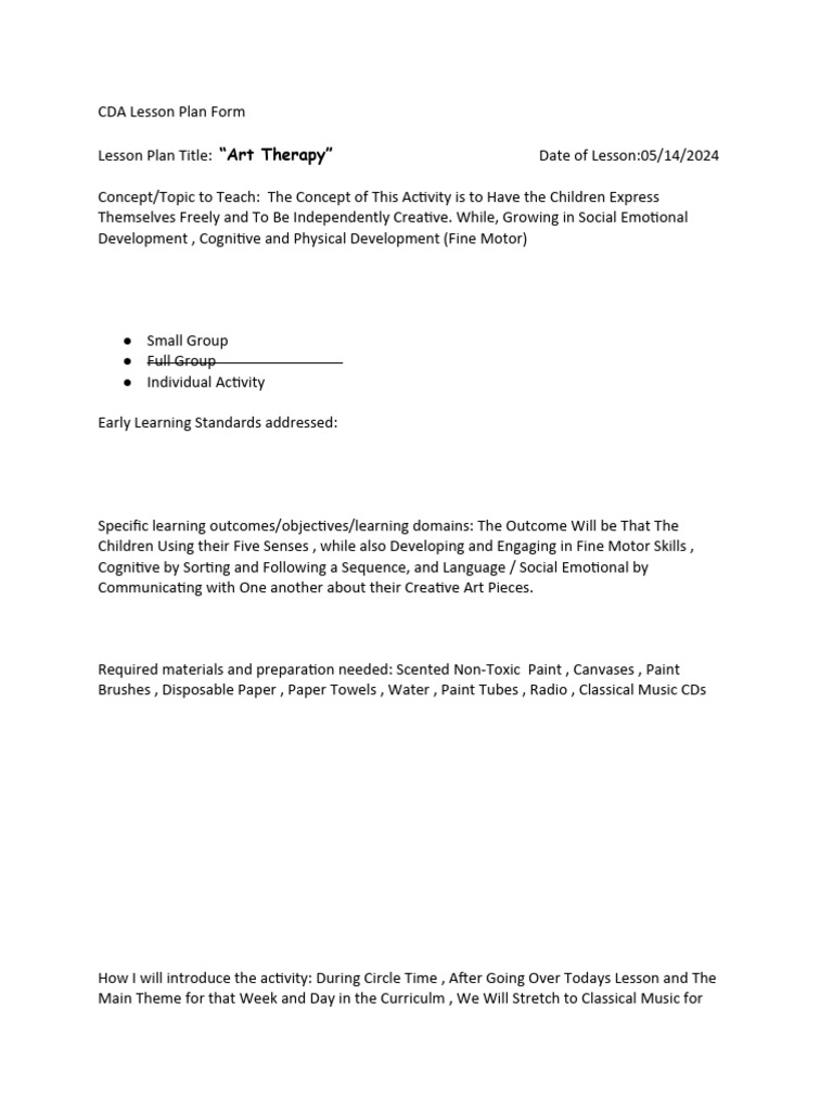 RC II-3 Creative Arts Lesson Plan Form copy 2 | PDF | Learning | Paintings