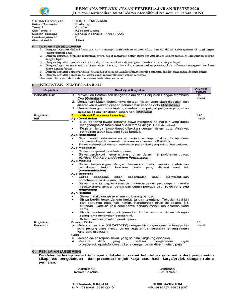 Disusun Berdasarkan Surat Edaran Mendikbud Nomor: 14 Tahun 2019 | PDF