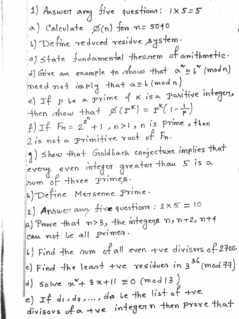 Sem6 Number Theory | PDF