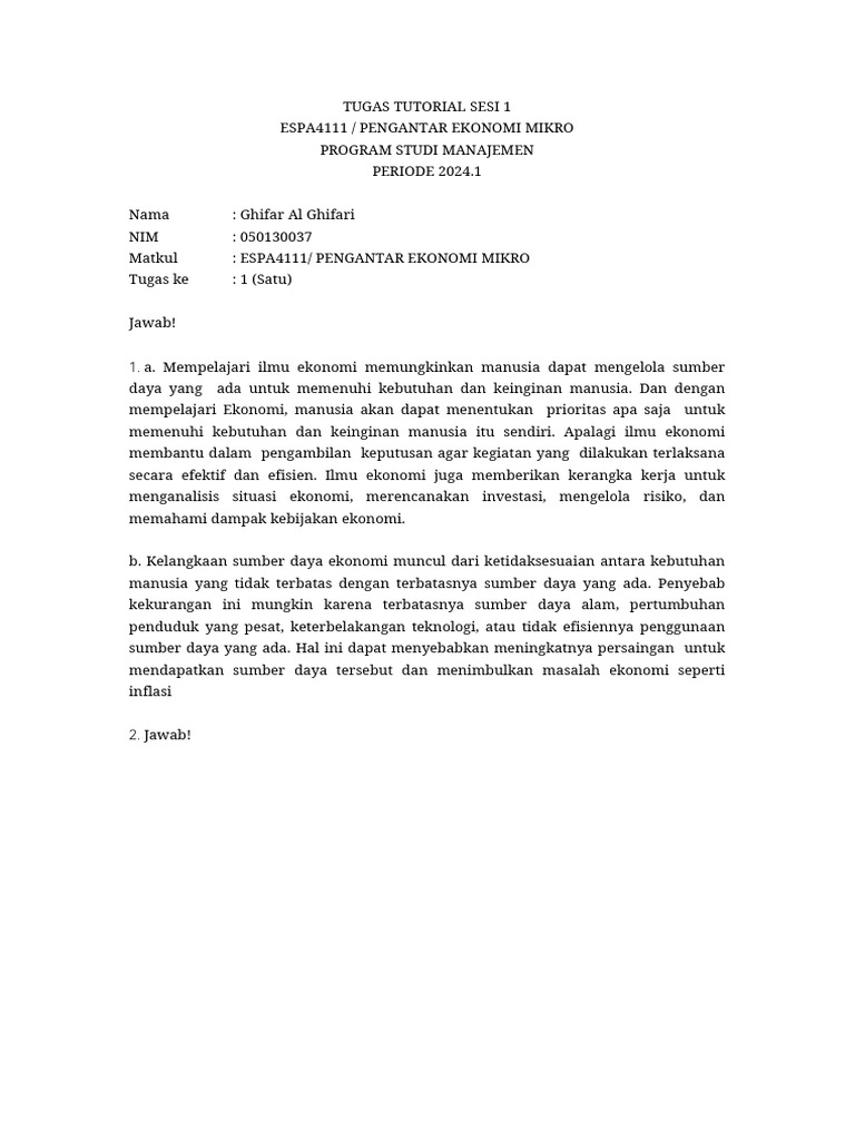 Ghifar Al Ghifari - 050130037 - Espa4111 - Pengantar Ekonomi Mikro ...