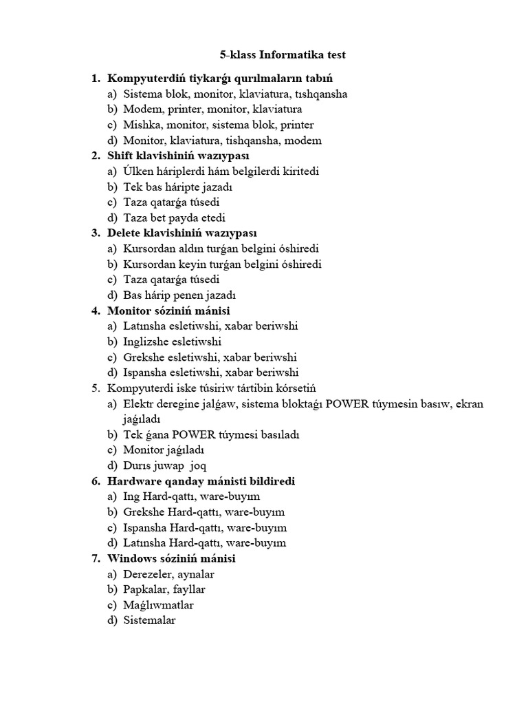 5-Klass Test | PDF