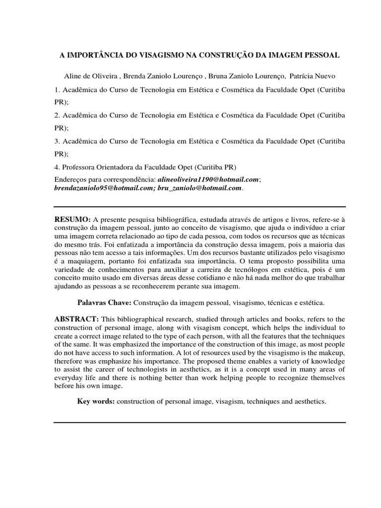 A Importância Do Visagismo Na Construção Da Imagem Pessoal | PDF | Cor ...