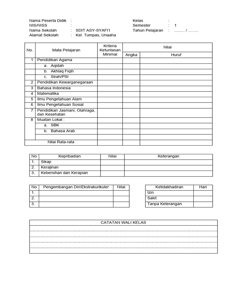 Model Raport Terbaru 2024 | PDF