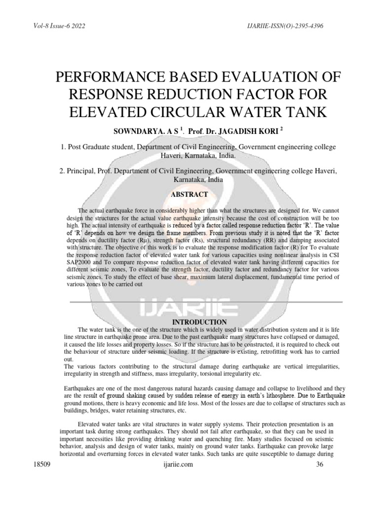 Response Reduction Factor for Water Tanks | PDF | Earthquakes | Water