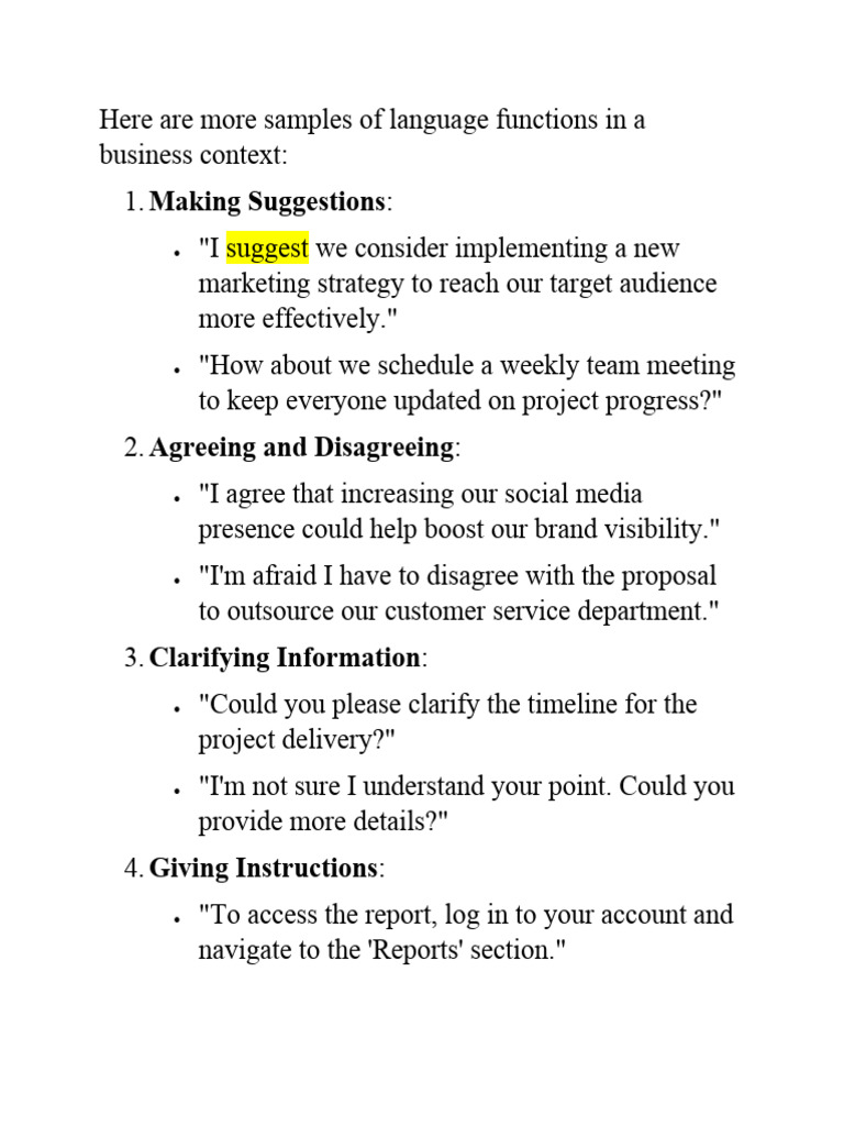 Language Functions | PDF | Negotiation | Business