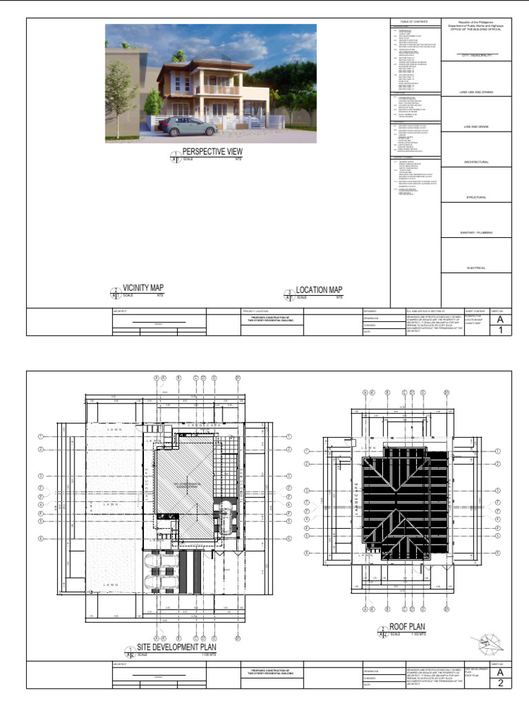 Two-Storey Residential Building Plans | PDF | Buildings And Structures ...