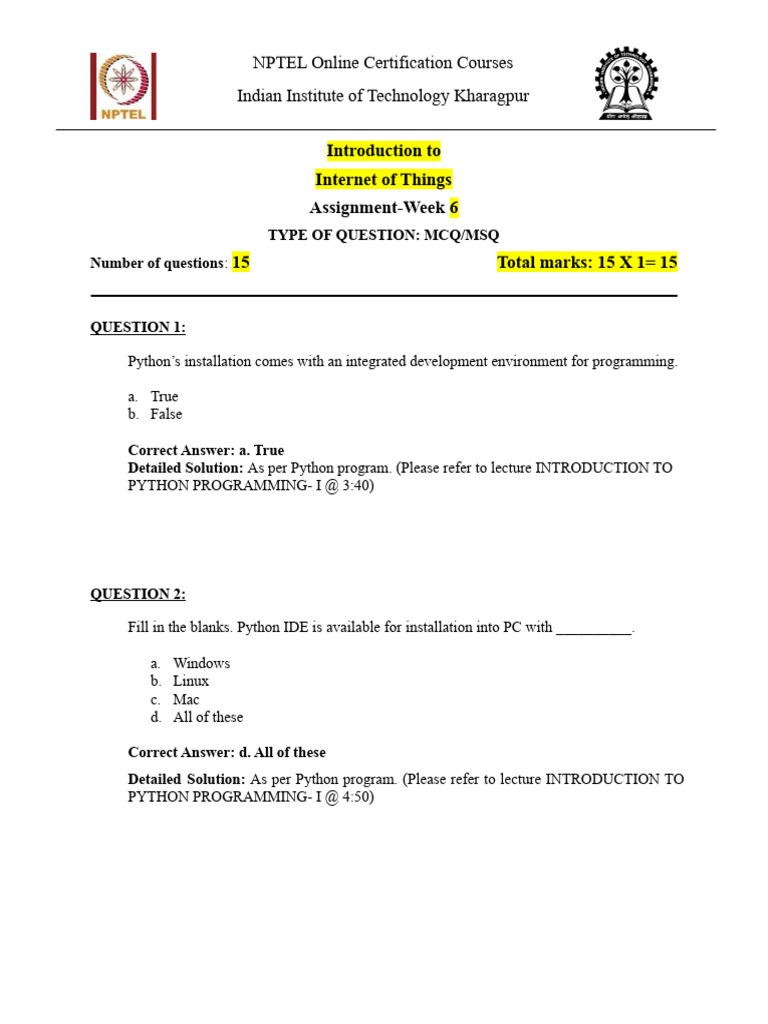 Assignment W6 Non Highlighted Pdf Python Programming Language Integrated Development