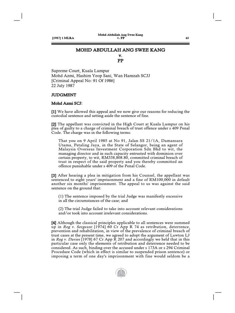 Ang Swee Kang | PDF | Sentence (Law) | Plea
