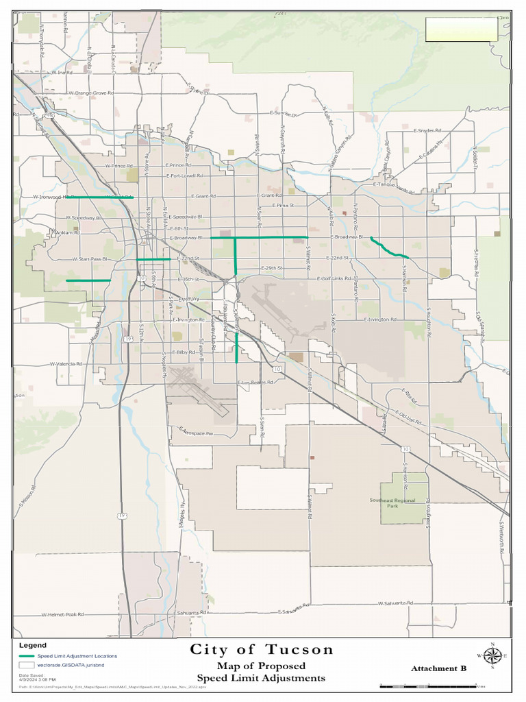 Tucson City Limits and Speed Limits Map | PDF