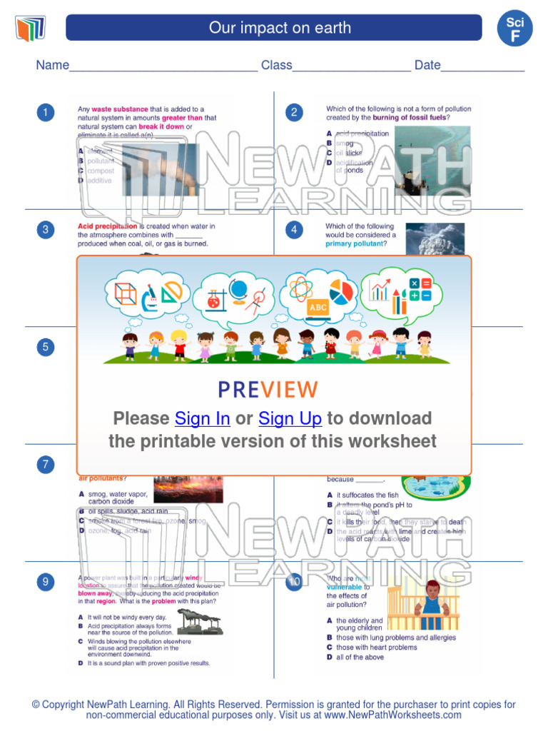 Worksheet Science Grade 6 Our Impact On Earth 0 | PDF | All Rights ...