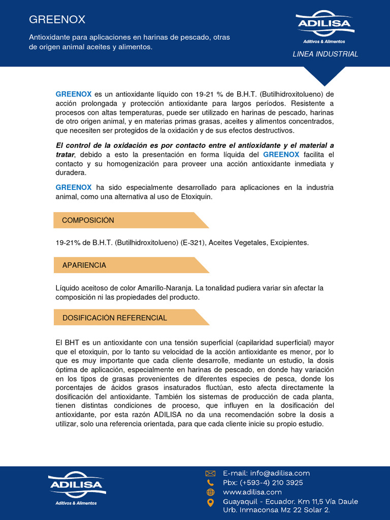 Greenox: Antioxidante para Alimentos | PDF | Petróleo | Antioxidante