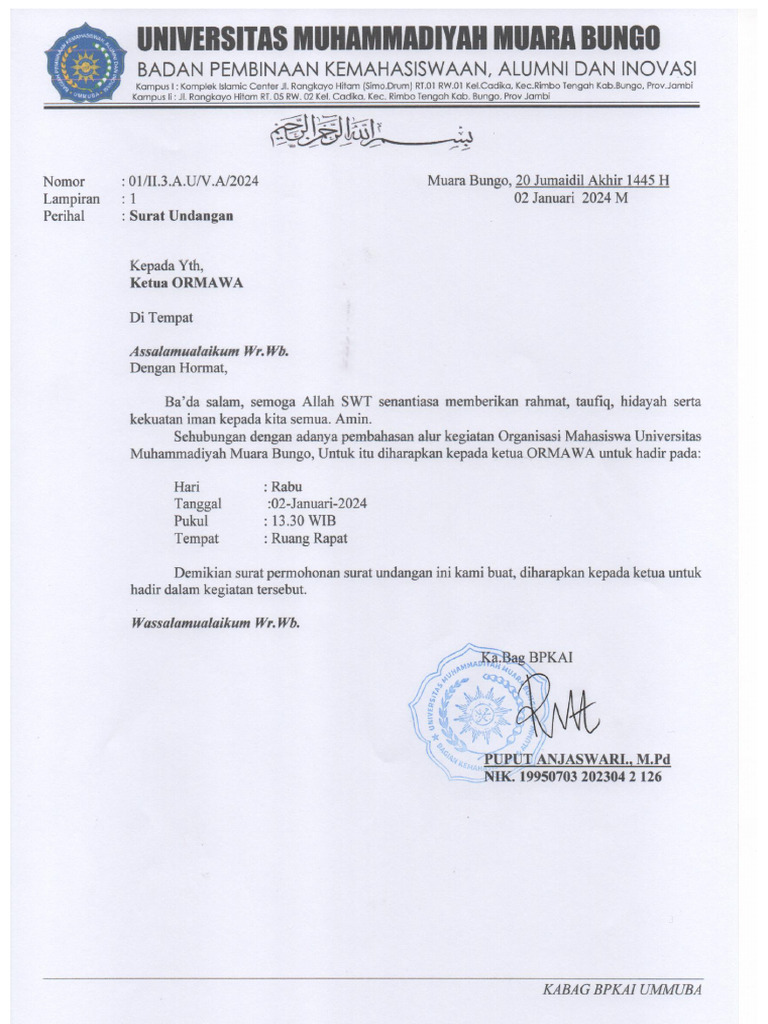 Undangan Ormawa | PDF