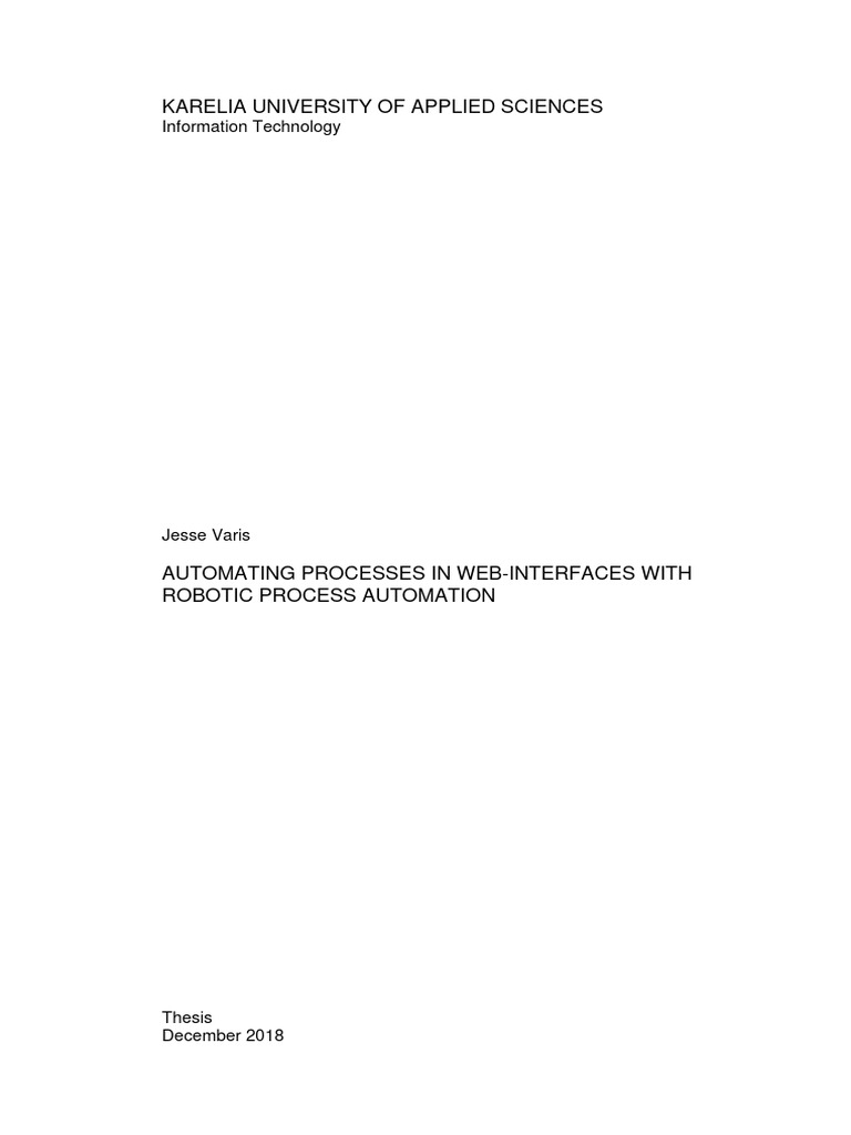 AUTOMATING PROCESSES IN WEB-INTERFACES WITH ROBOTIC PROCESS AUTOMATION - Jesse Varis | PDF ...
