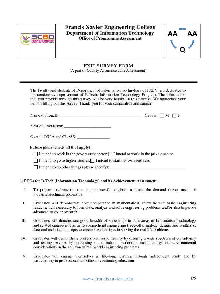 4 FXEC Exit Survey - Form | PDF | Engineering | Communication