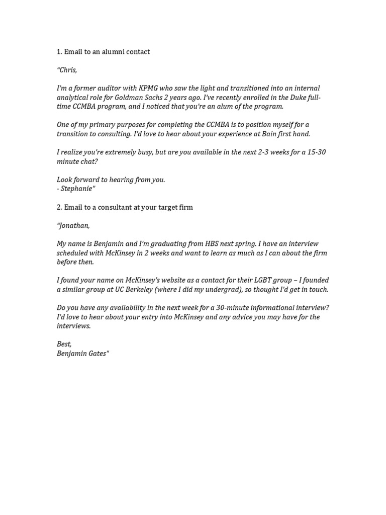 Networking Email Templates | PDF | Business Economics | Business