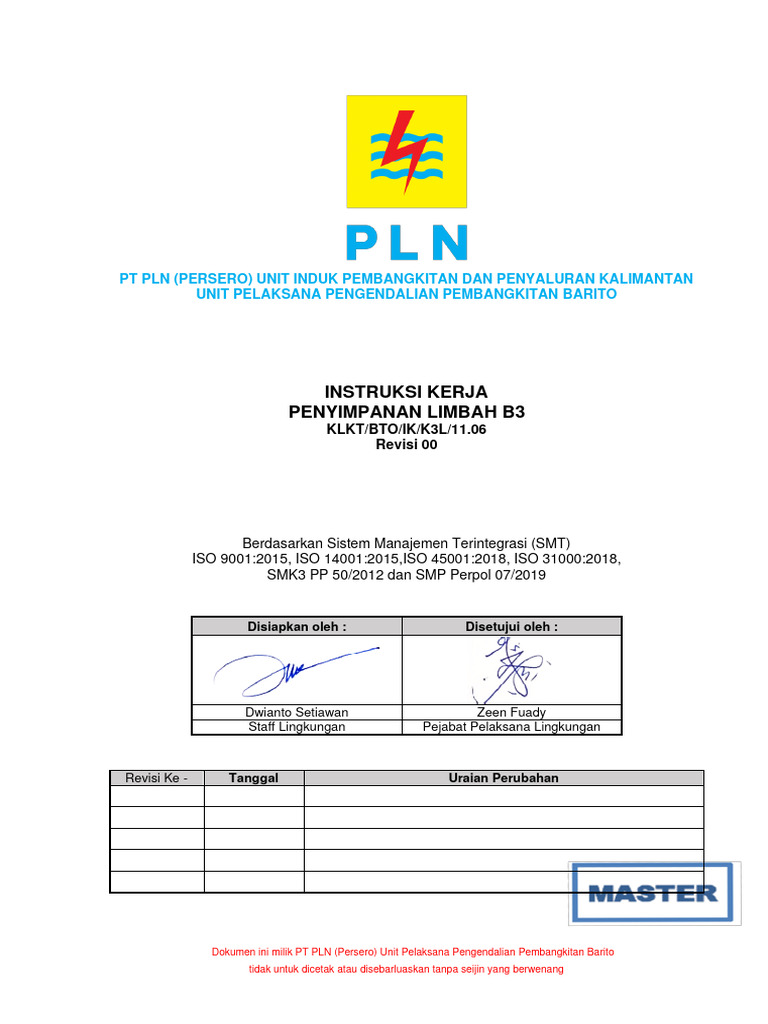 Instruksi Penyimpanan Limbah B3 | PDF